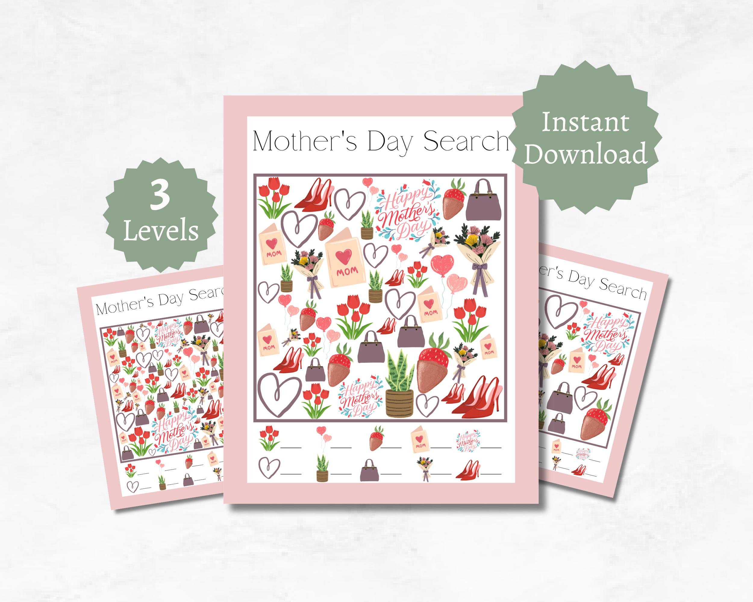 Mother's Day Search and Find Game, Printable Mother's Day Party Game ...