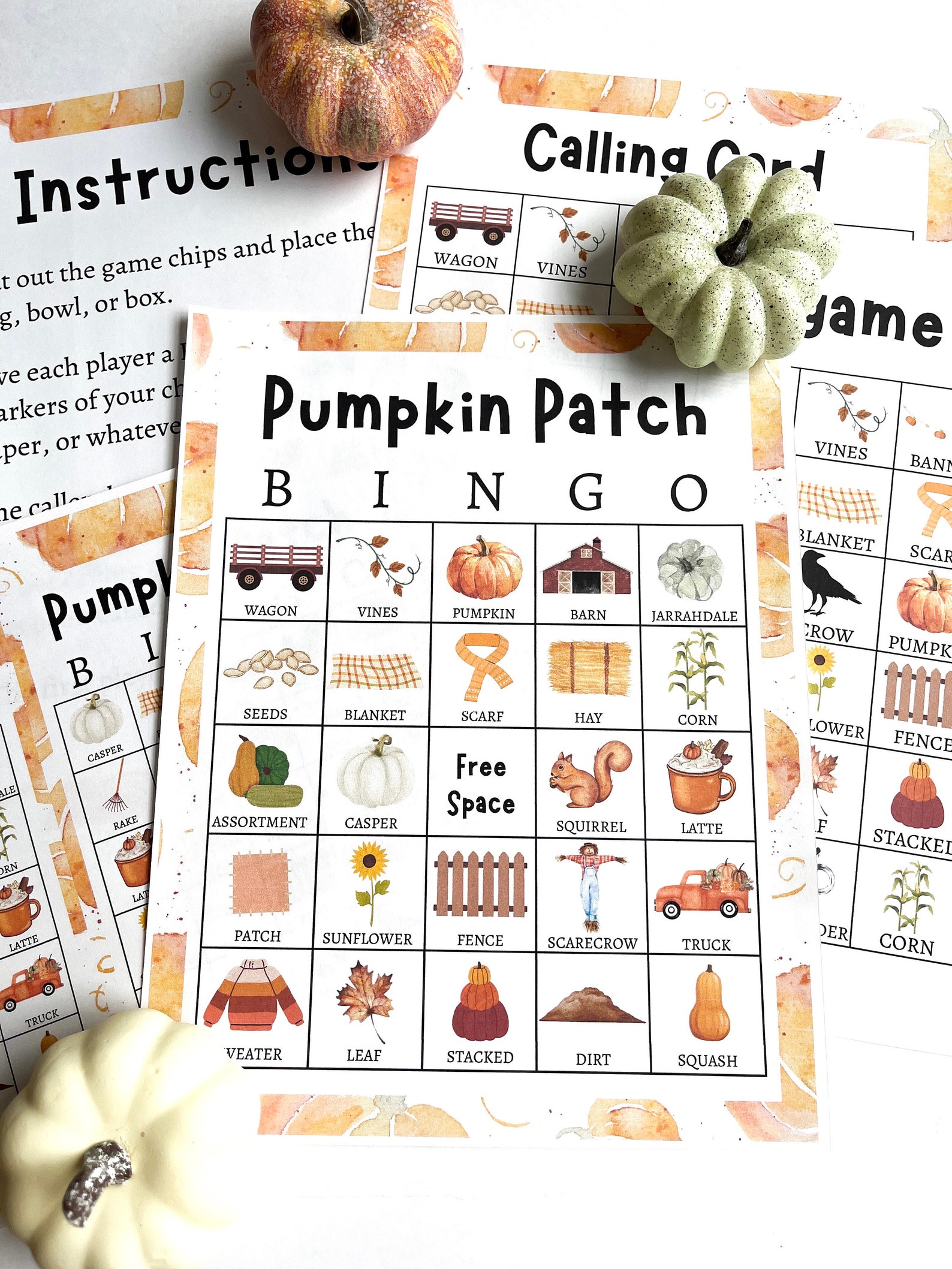 Pumpkin Patch Bingo Cards, Printable Fall Party Game for Kids, Teens ...