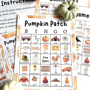 Pumpkin Patch Bingo Cards, Printable Fall Party Game for Kids, Teens ...