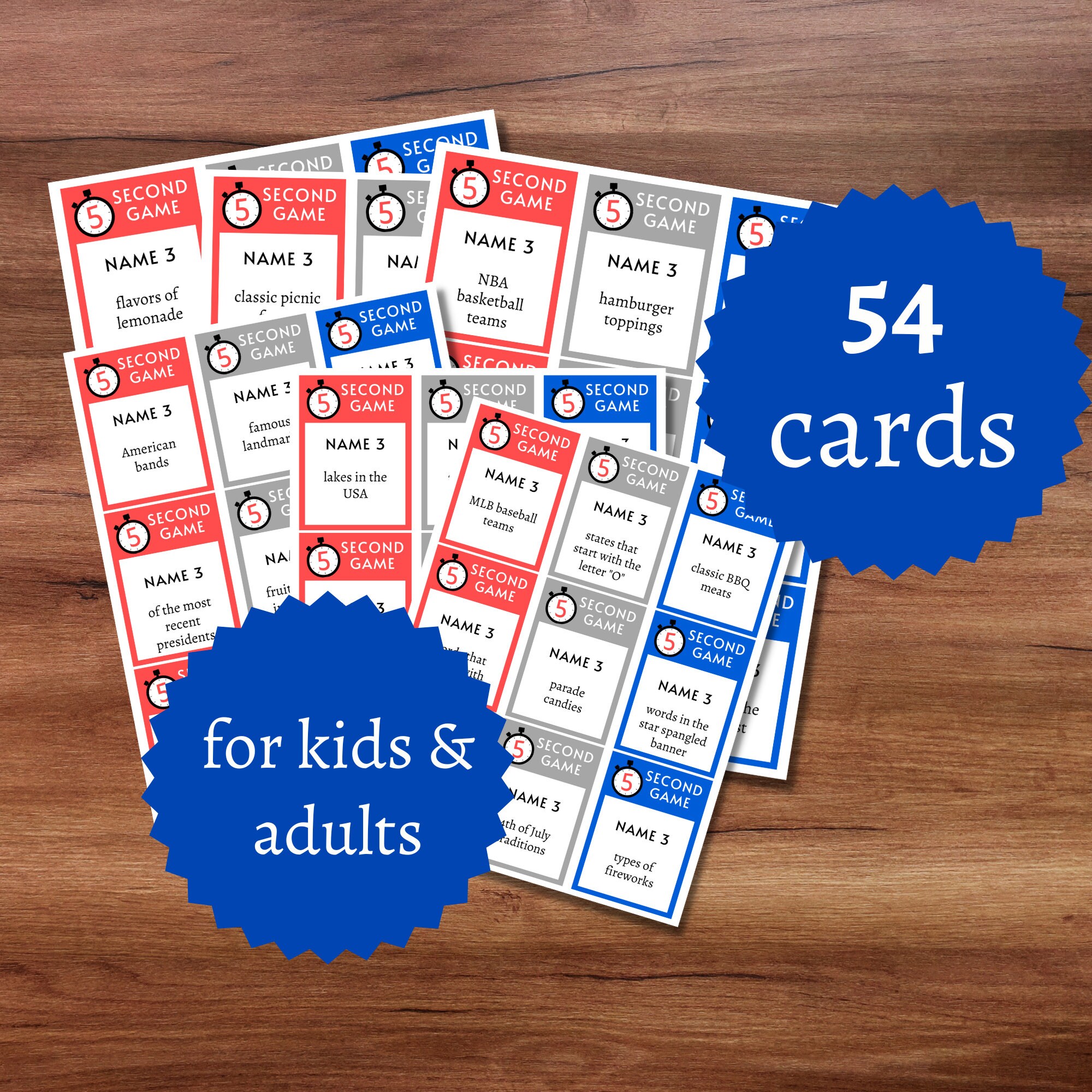 4th of July 5 Second Game, Printable Independence Day Activity for Kids ...