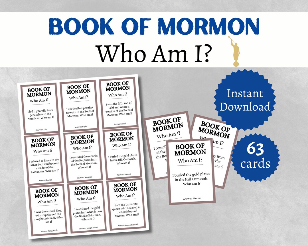 Book of Mormon Who Am I Trivia Cards, Printable Latter-day Saints Party ...