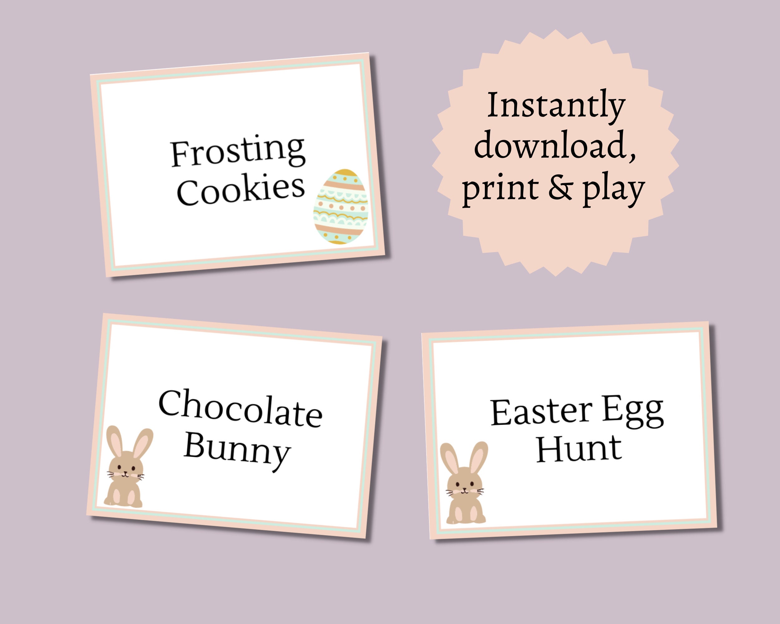 Easter Charades and Pictionary Cards, Printable Easter Party Game for ...