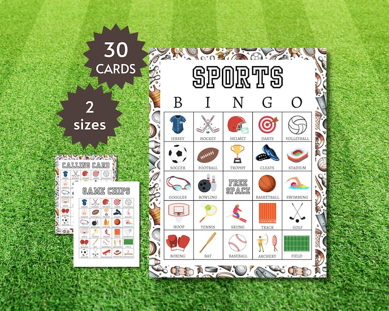 Sports Bingo Cards, Printable Athlete Party Game for Kids, Teens, and ...