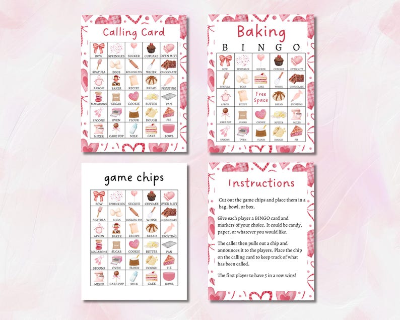 Valentine's Day Baking Bingo Cards, Printable February Party Game for ...