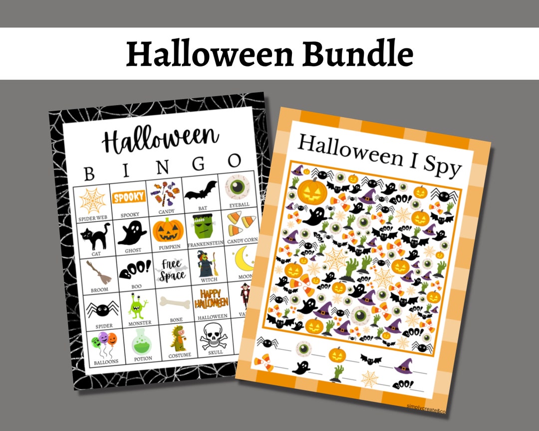 Halloween Games Bundle, Printable Halloween Bingo and I Spy Activities ...