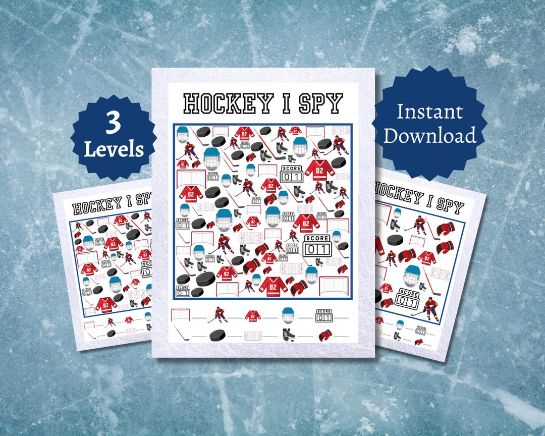 Hockey I Spy Activity, Printable Hockey Party Game for Kids, Hockey ...