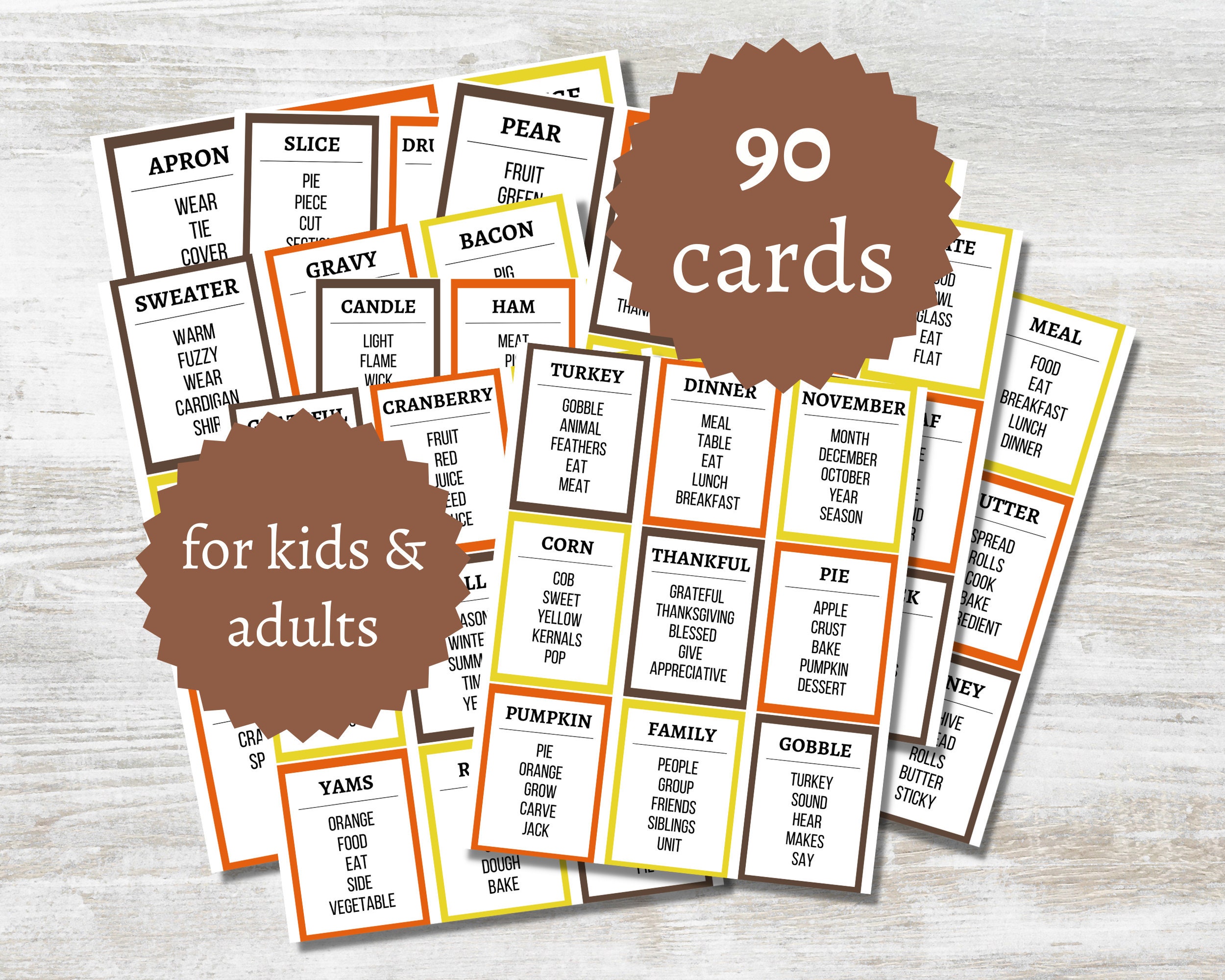 Thanksgiving Taboo Game, Printable Fall Activity, Thanksgiving Party ...