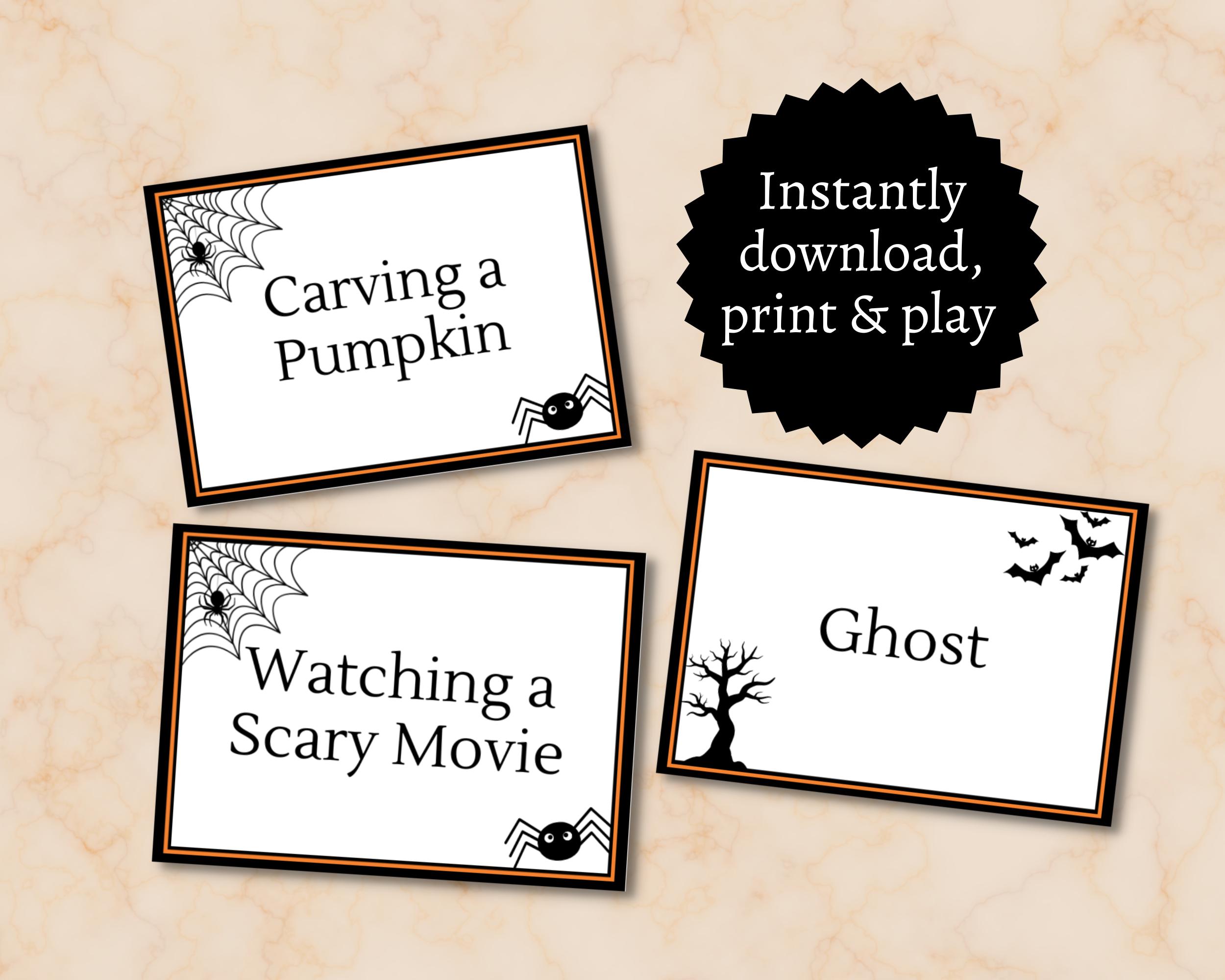 Halloween Charades Cards, Printable Halloween Pictionary Game, October ...
