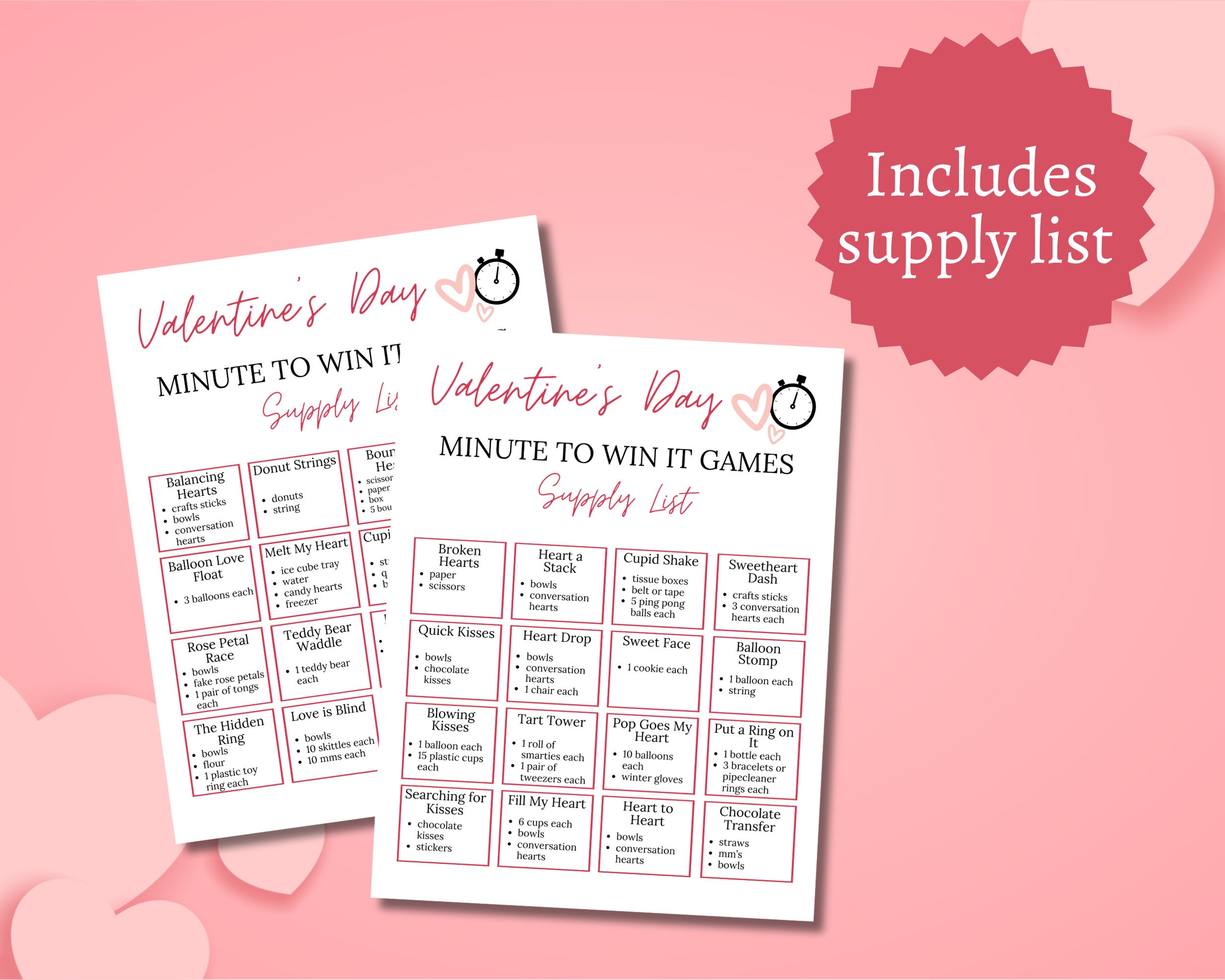 Valentine's Day Minute to Win It Games, Printable Valentine Party Games ...
