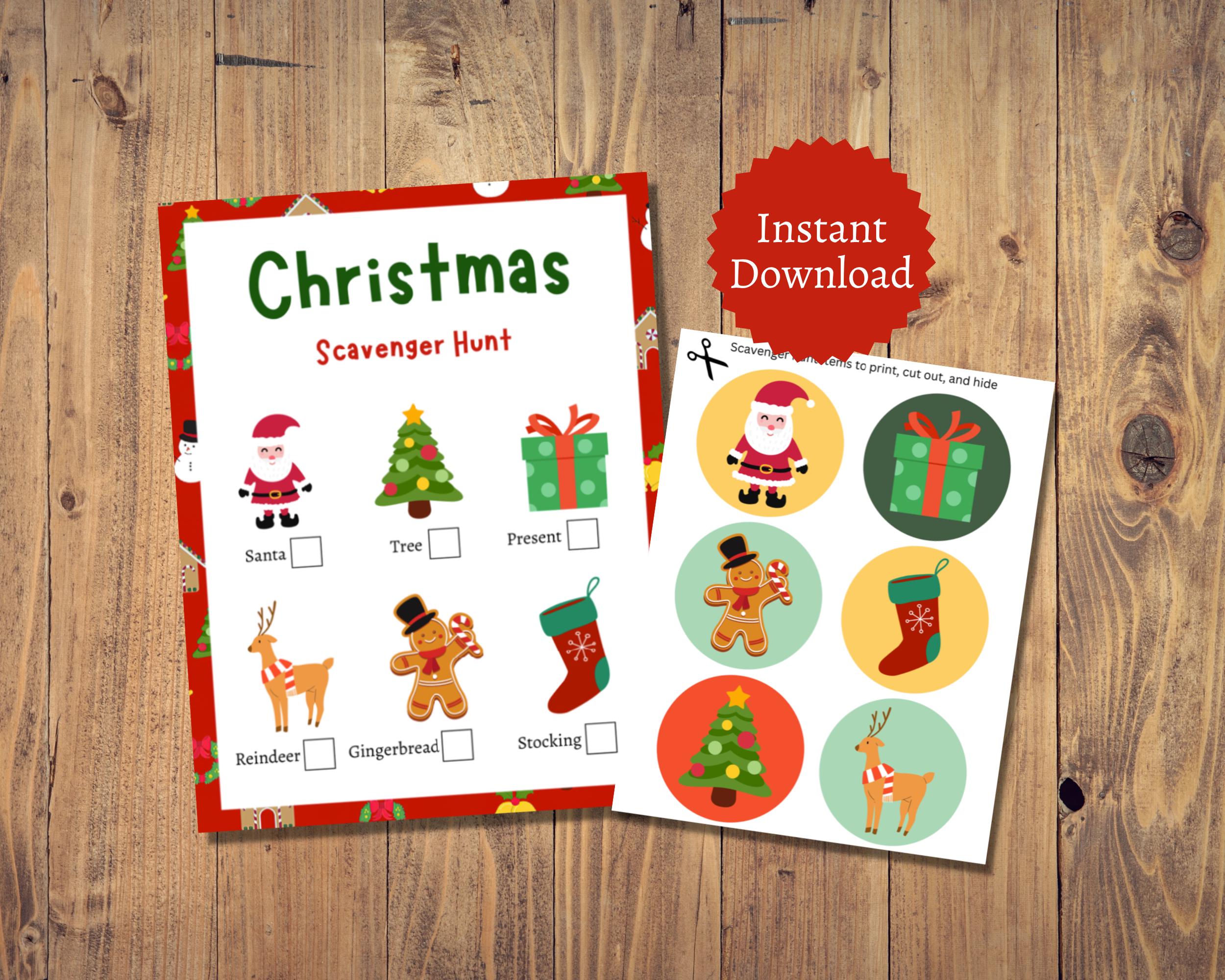 Christmas Scavenger Hunt for Kids, Printable Holiday Party Game for ...
