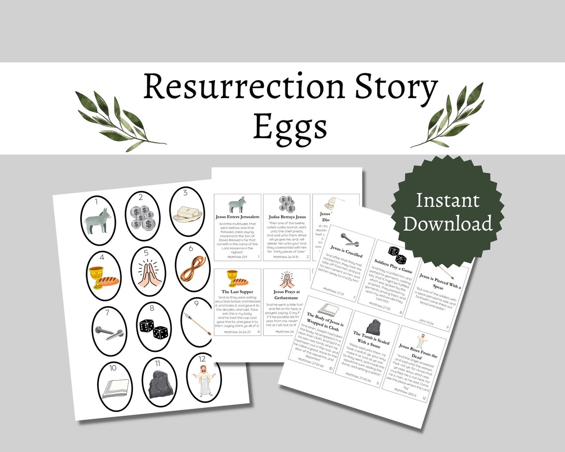 Resurrection Eggs Printable, Religious Easter Story Activity for Kids ...