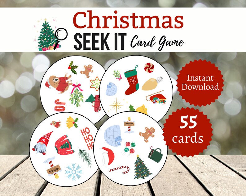 Christmas Seek It Game, Christmas Card Game Printable, Christmas Party ...