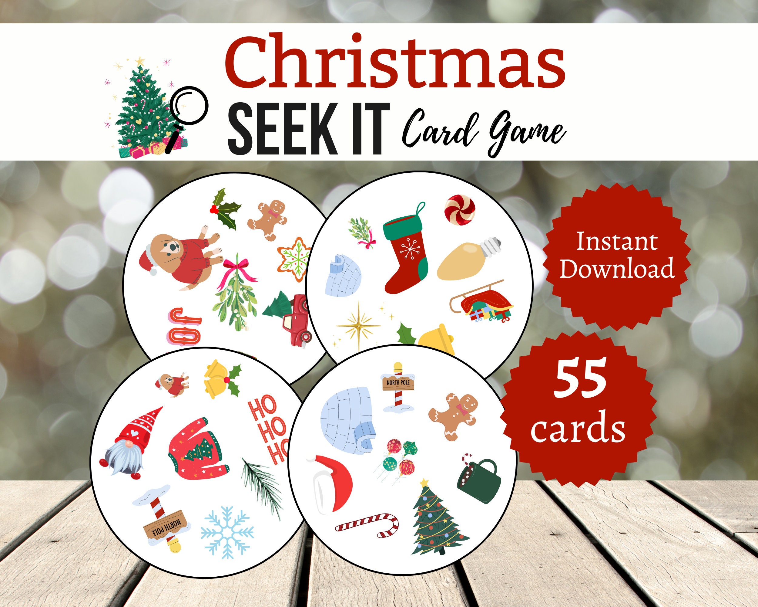 Christmas Seek It Game, Christmas Card Game Printable, Christmas Party ...