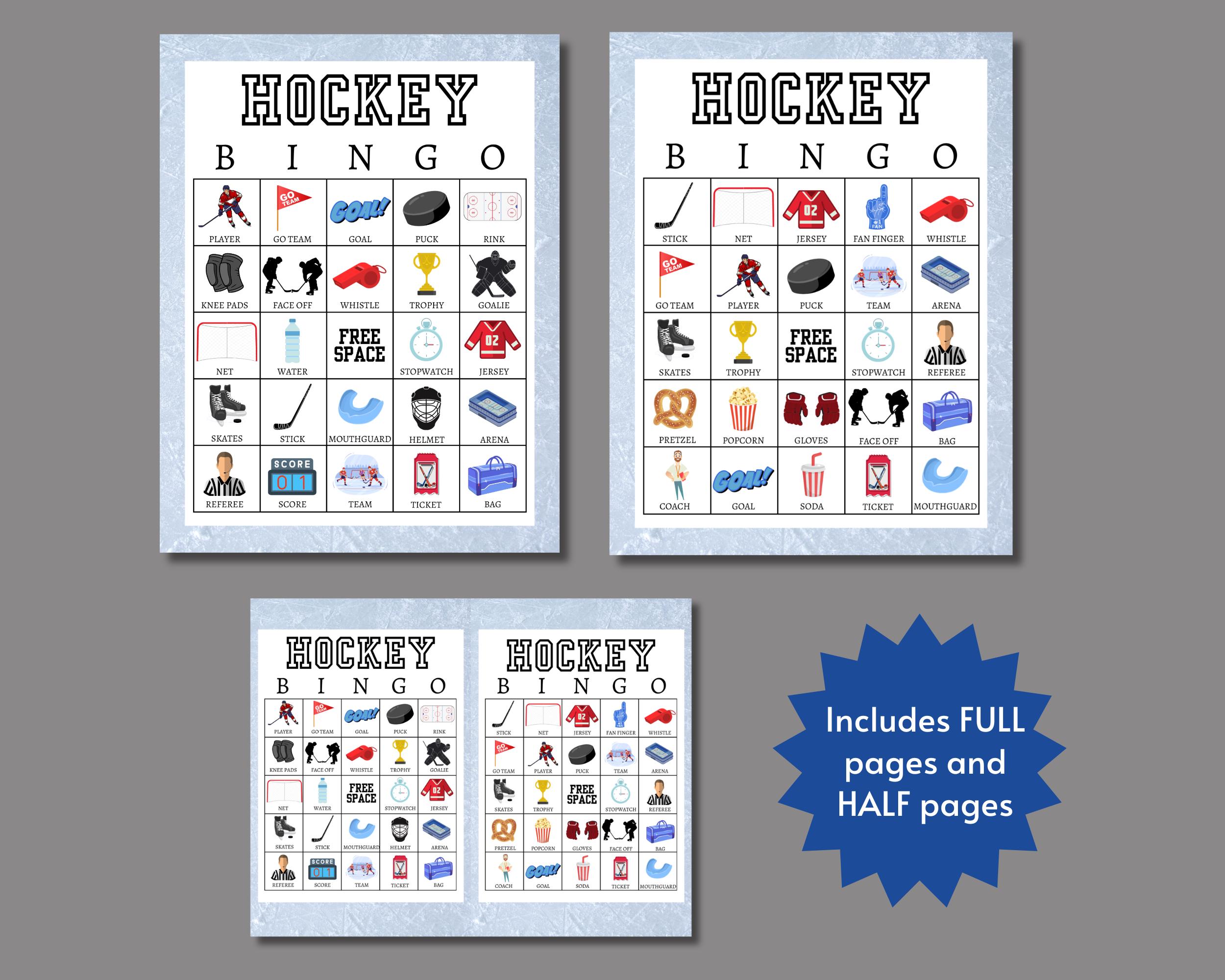 Hockey Bingo Cards, Printable Hockey Party Game for Kids, Teens, and ...