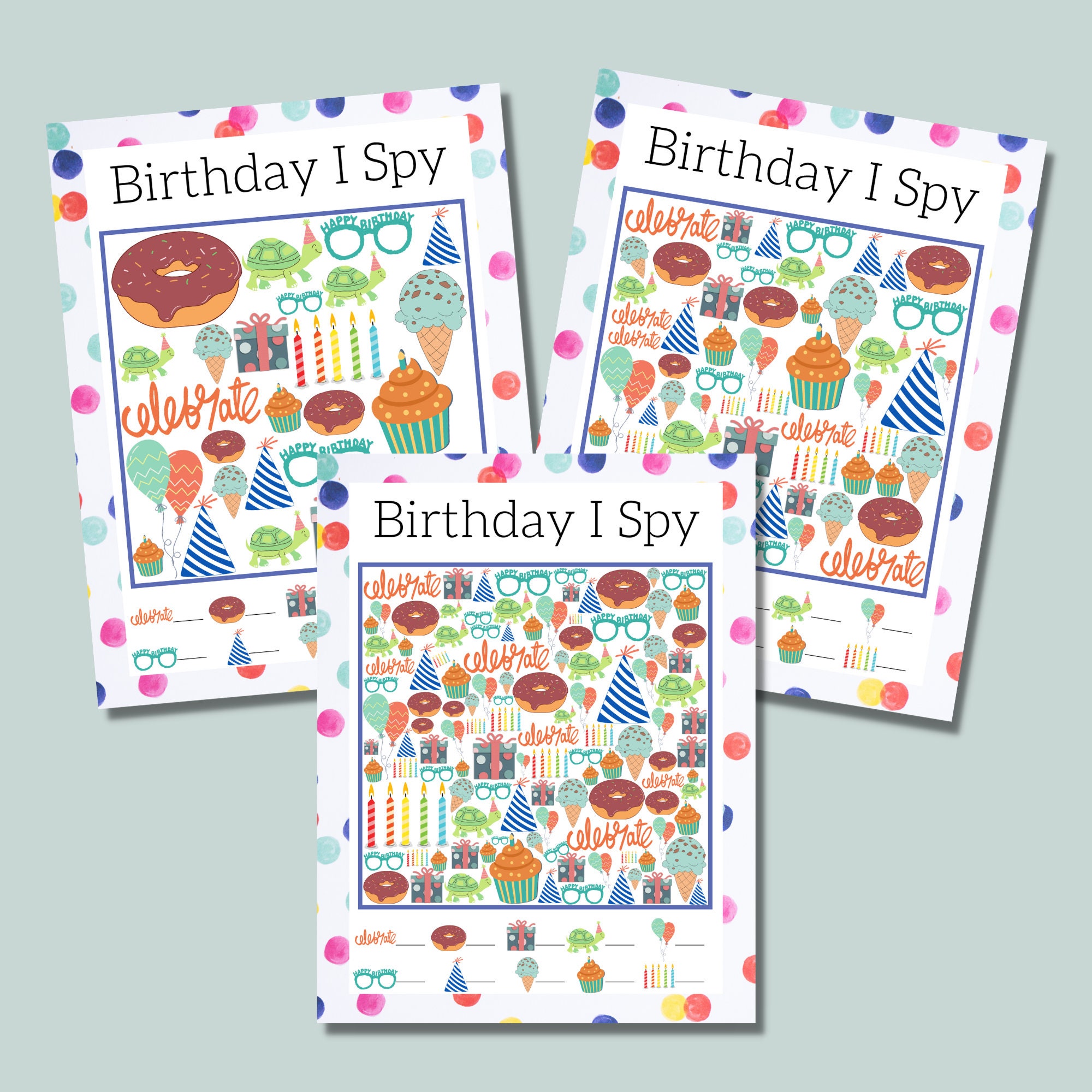 Birthday I Spy Game, Printable Birthday Party Game for Kids, Cute ...