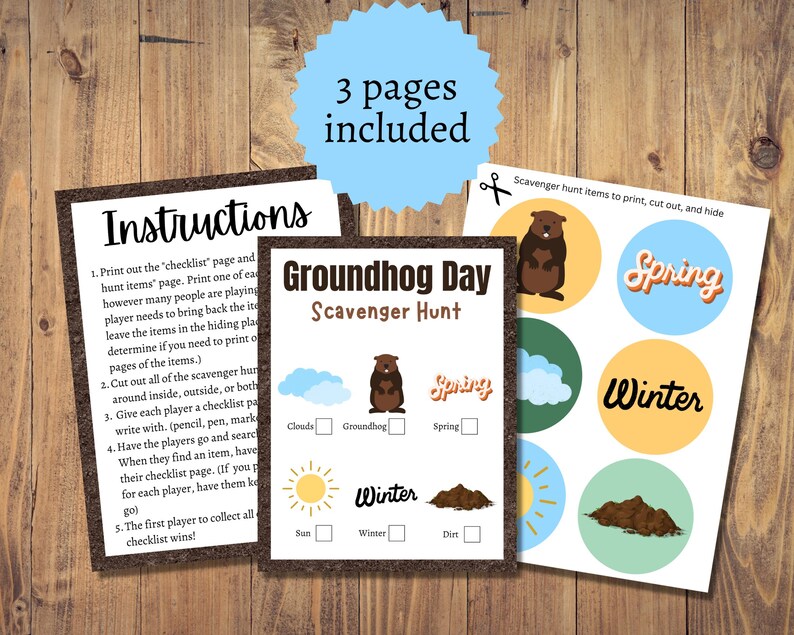 Groundhog Day Scavenger Hunt for Kids, Printable Groundhog Game for ...