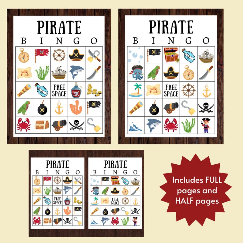 Pirate Bingo, Pirate Party Games, Pirate Birthday Party, Printable ...
