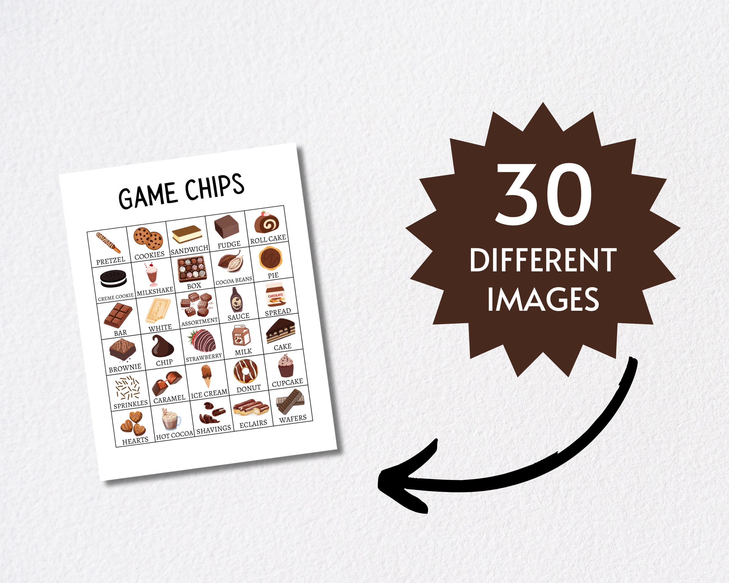 Chocolate Bingo Cards, Printable Chocolate Party Game for Kids and ...