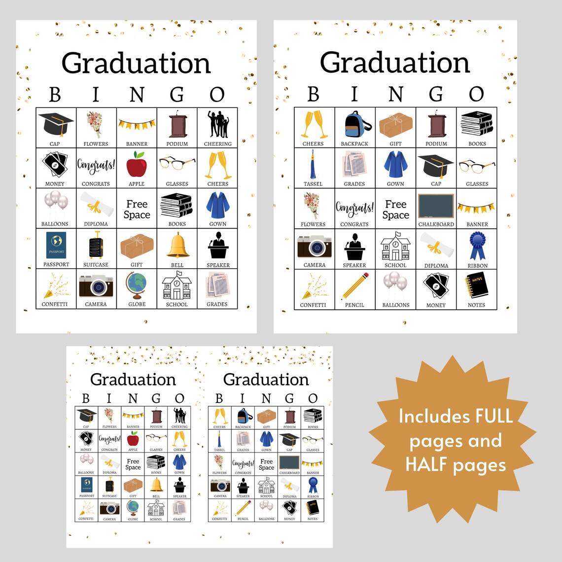 Graduation Bingo Cards, Printable Grad Party Game for Kids, Teens, and ...