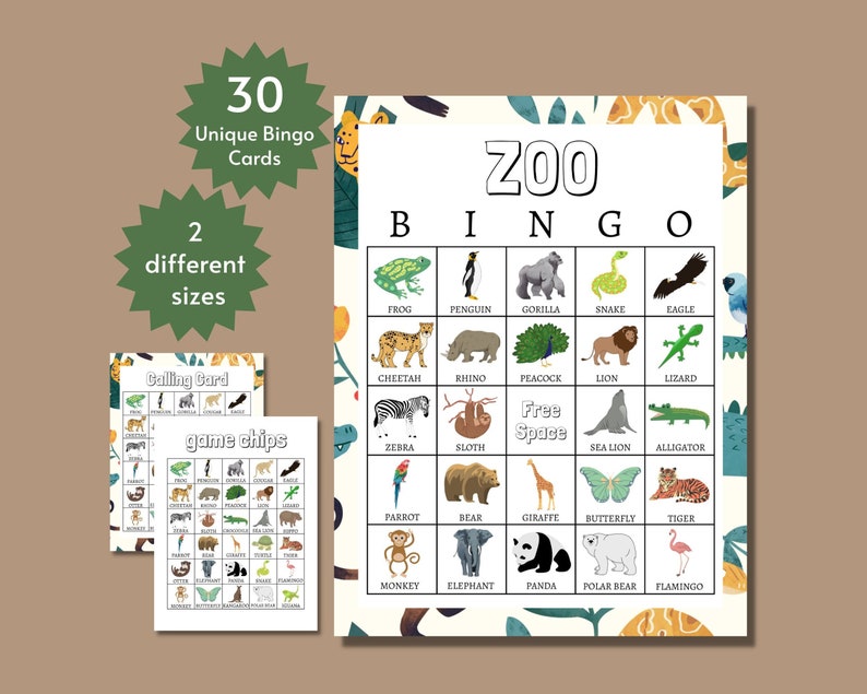 Zoo Bingo, Zoo Animals Game, Animal Bingo, Printable Bingo Game for ...