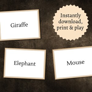 Animal Charades Cards, Printable Animal-themed Pictionary, Animal Party ...