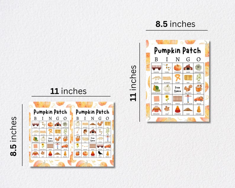 Pumpkin Patch Bingo Cards, Printable Fall Party Game for Kids, Teens ...