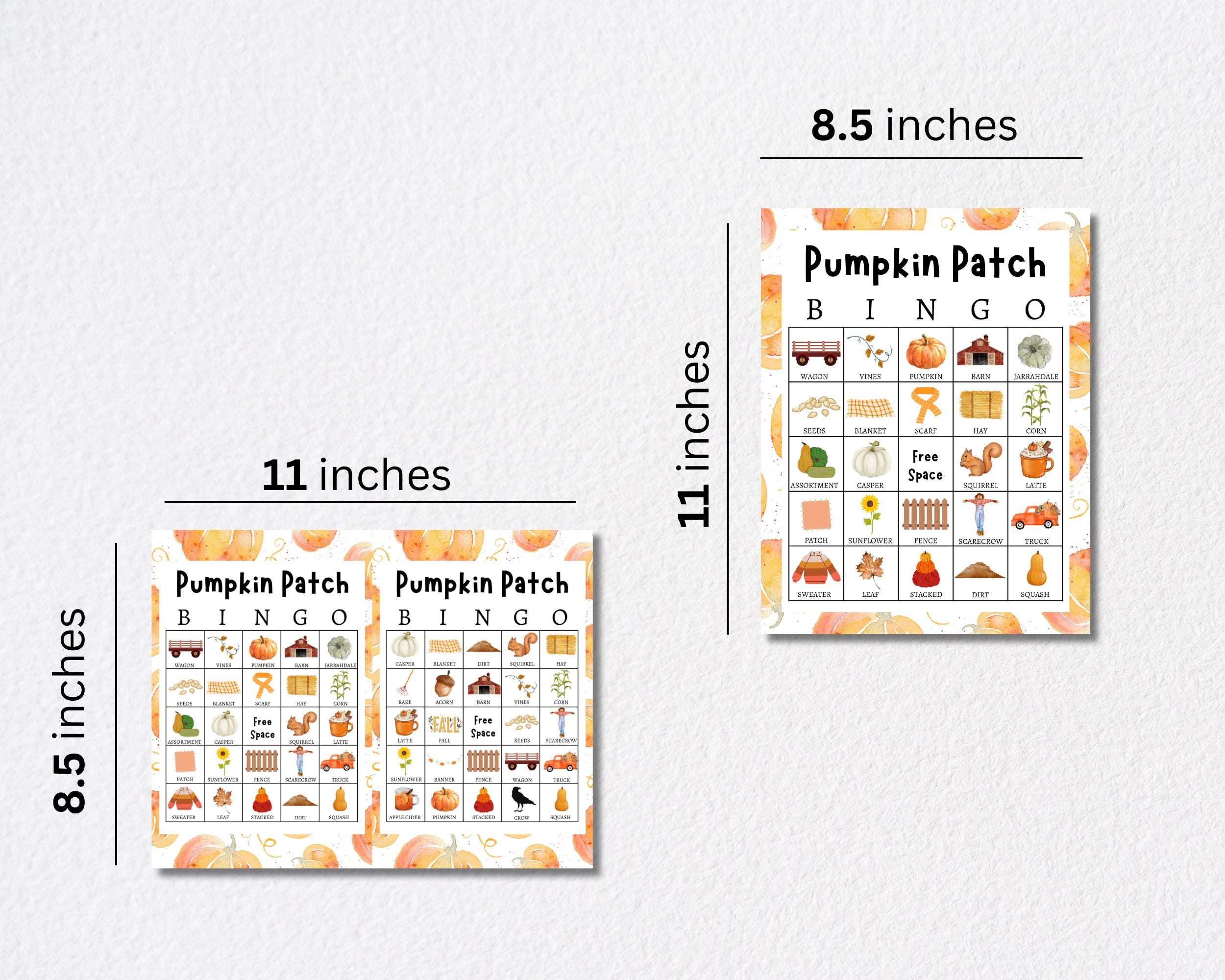Pumpkin Patch Bingo Cards, Printable Fall Party Game for Kids, Teens ...