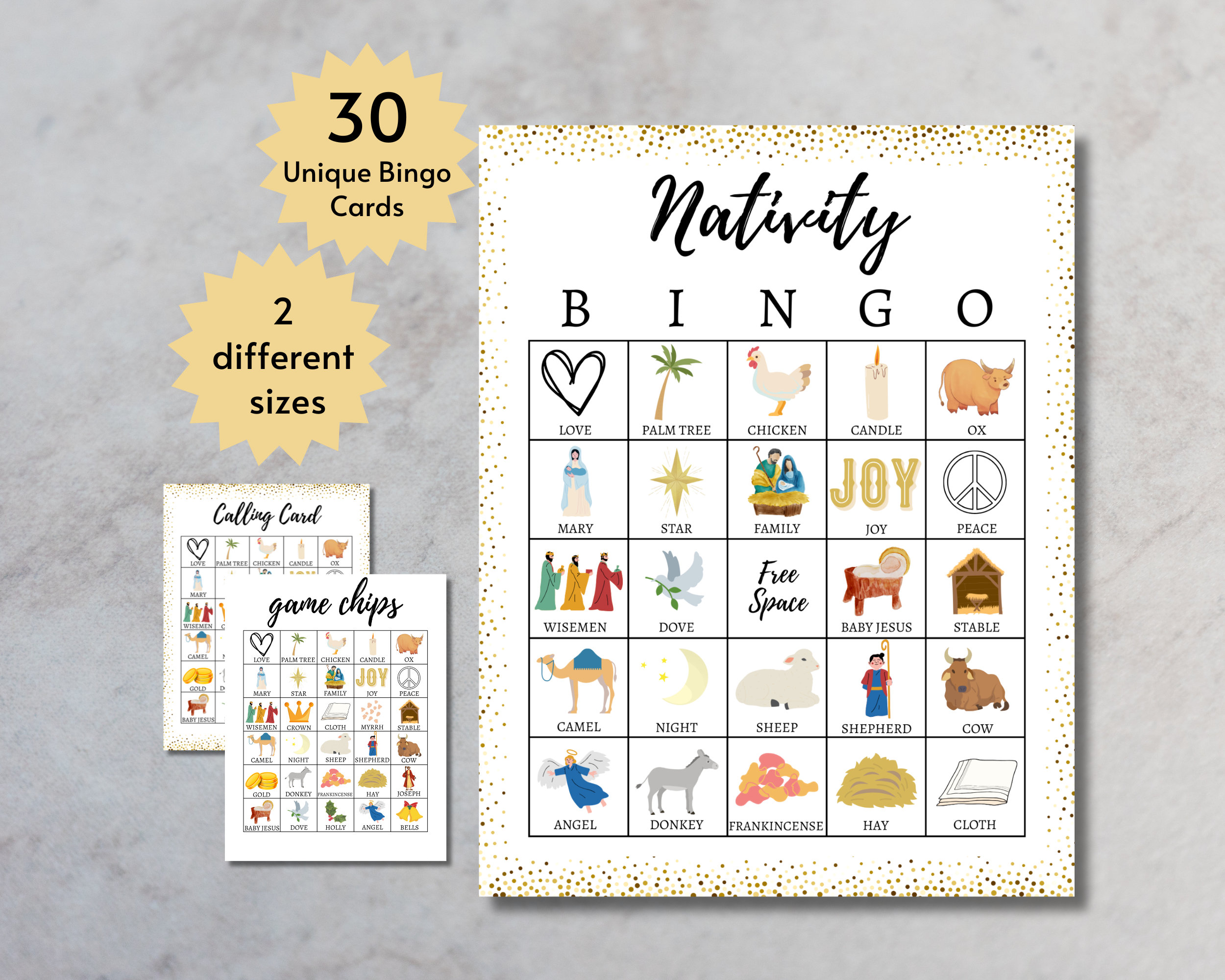 Nativity Bingo Cards, Printable Christmas Christian Activity, Religious ...