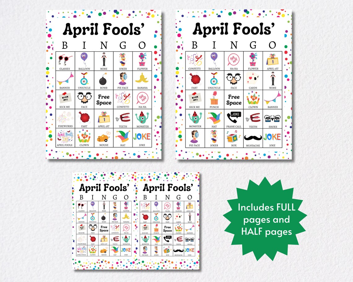 April Fools Day Bingo, Printable April 1st Party Game for Kids, Teens ...