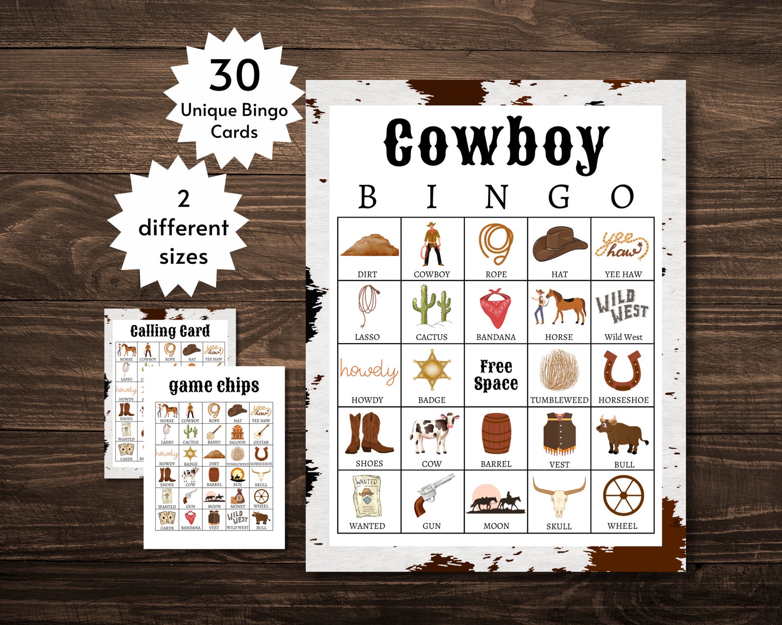 Cowboy Bingo Cards, Printable Wild West Party Game for Kids, Teens, and ...