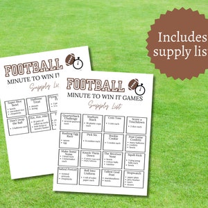 Football Minute to Win It Games, Printable Football Party Game ...