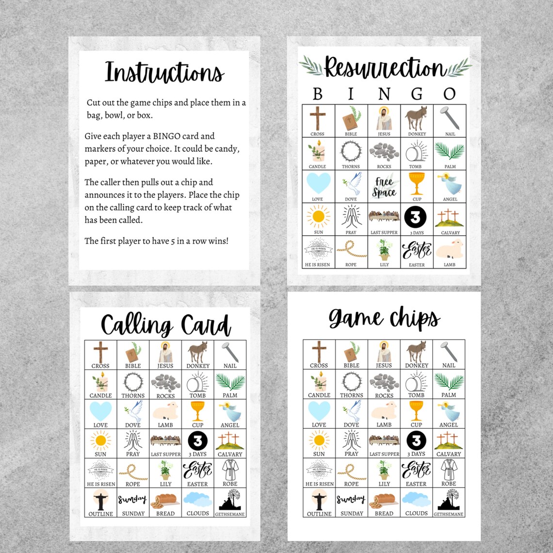 Resurrection Bingo Cards, Printable Easter Game for Kids, Teens, and ...