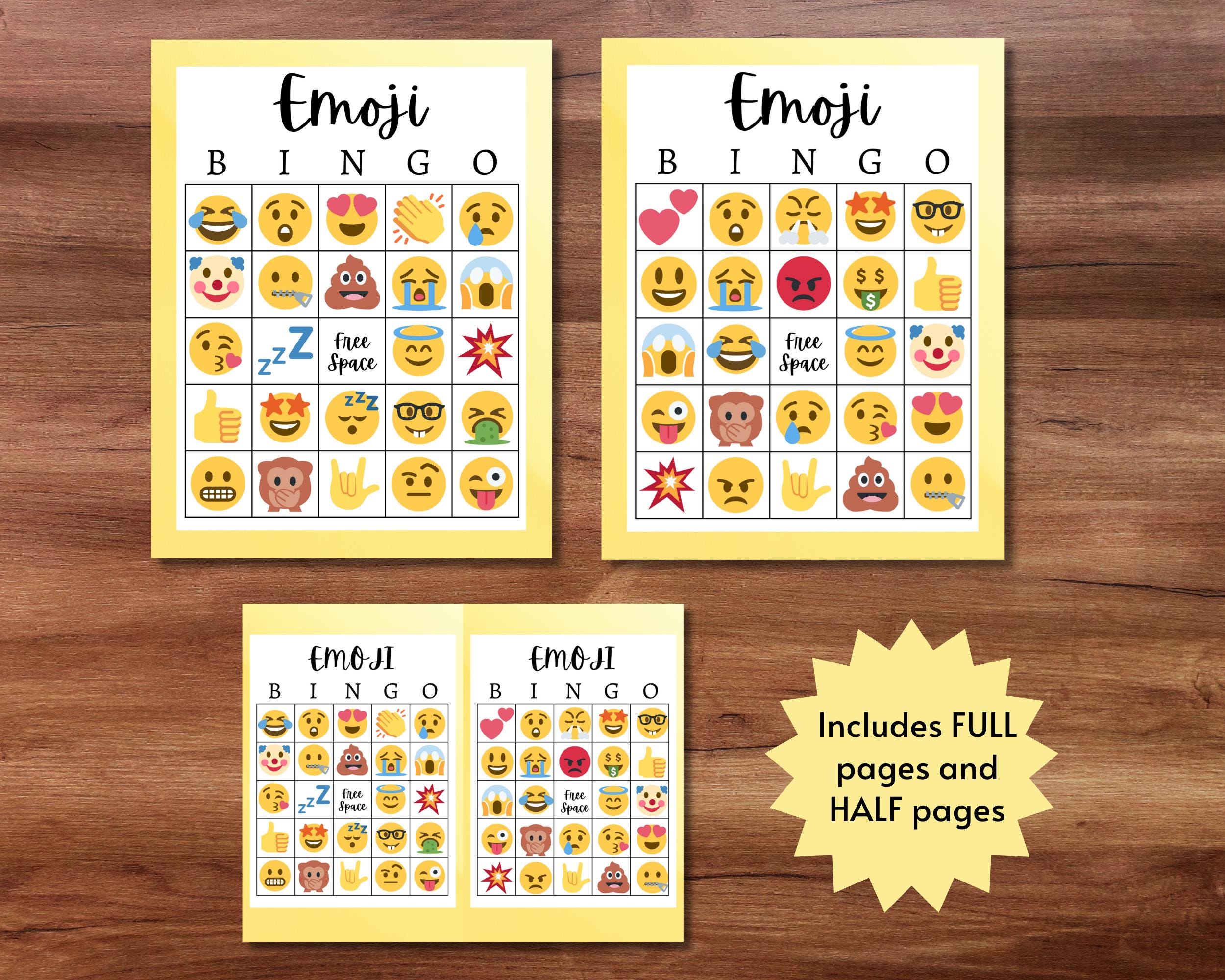 Emoji Bingo Cards, Printable Emotions Learning Game, Kids Emoji Party ...