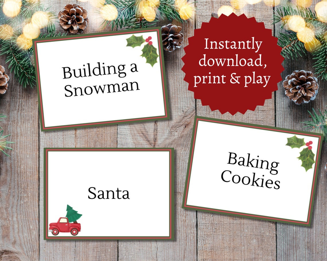 Christmas Charades Cards, Christmas Pictionary Game, Christmas Games ...