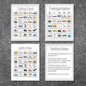Transportation Bingo Cards, Printable Learning Activity for Kids ...