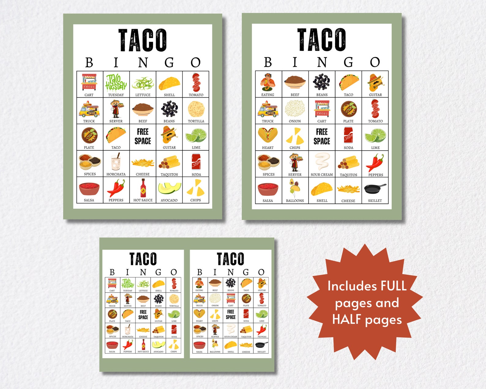 Taco Bingo Cards, Printable Cinco De Mayo Party Game - Etsy