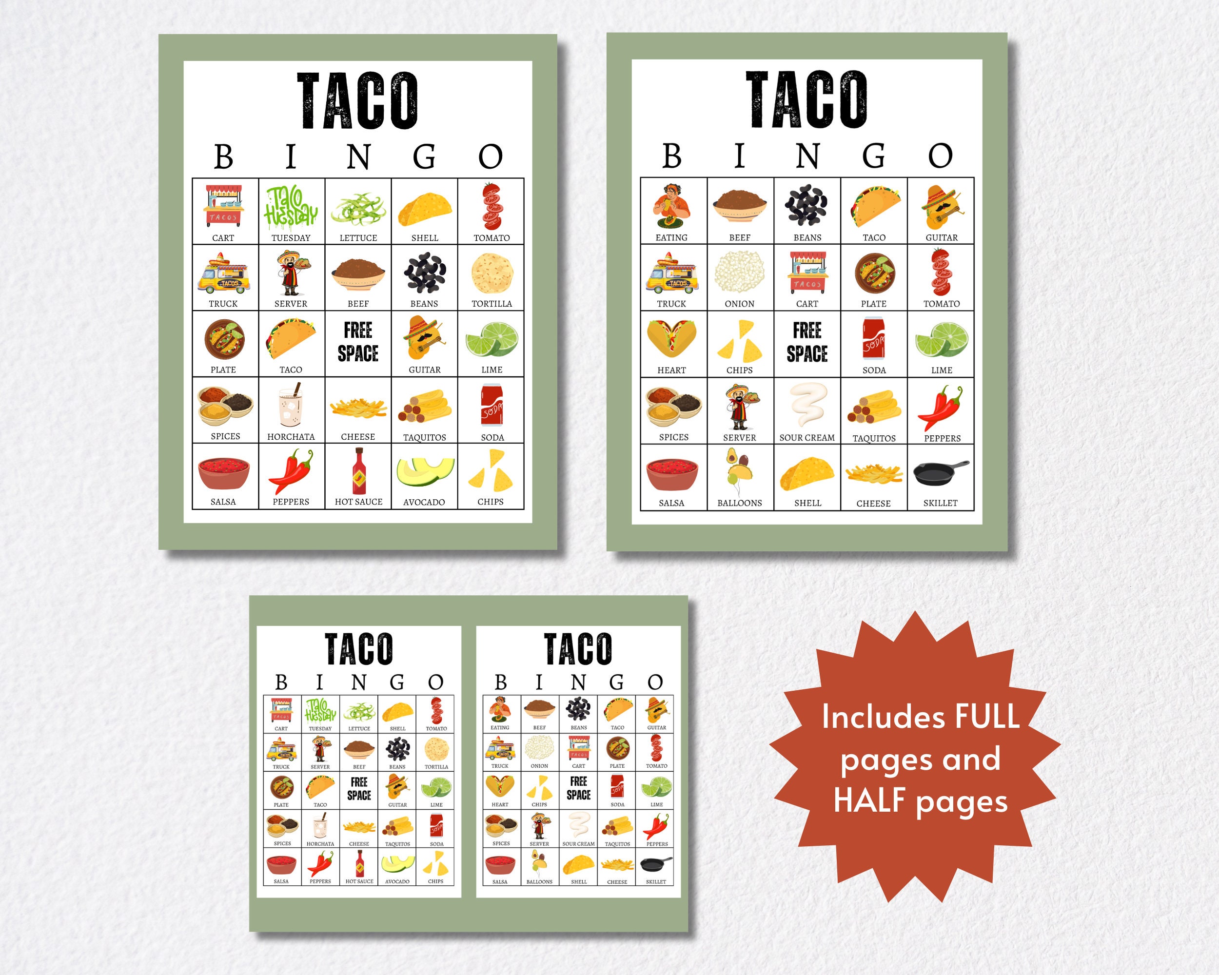 Taco Bingo Cards, Printable Cinco De Mayo Party Game - Etsy