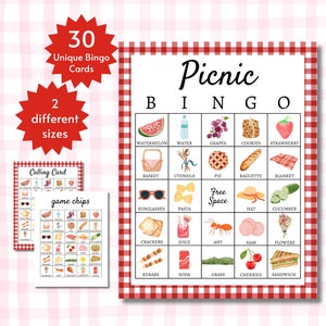 Picnic Bingo Cards, Printable Summer Party Game for Kids, Teens, and ...