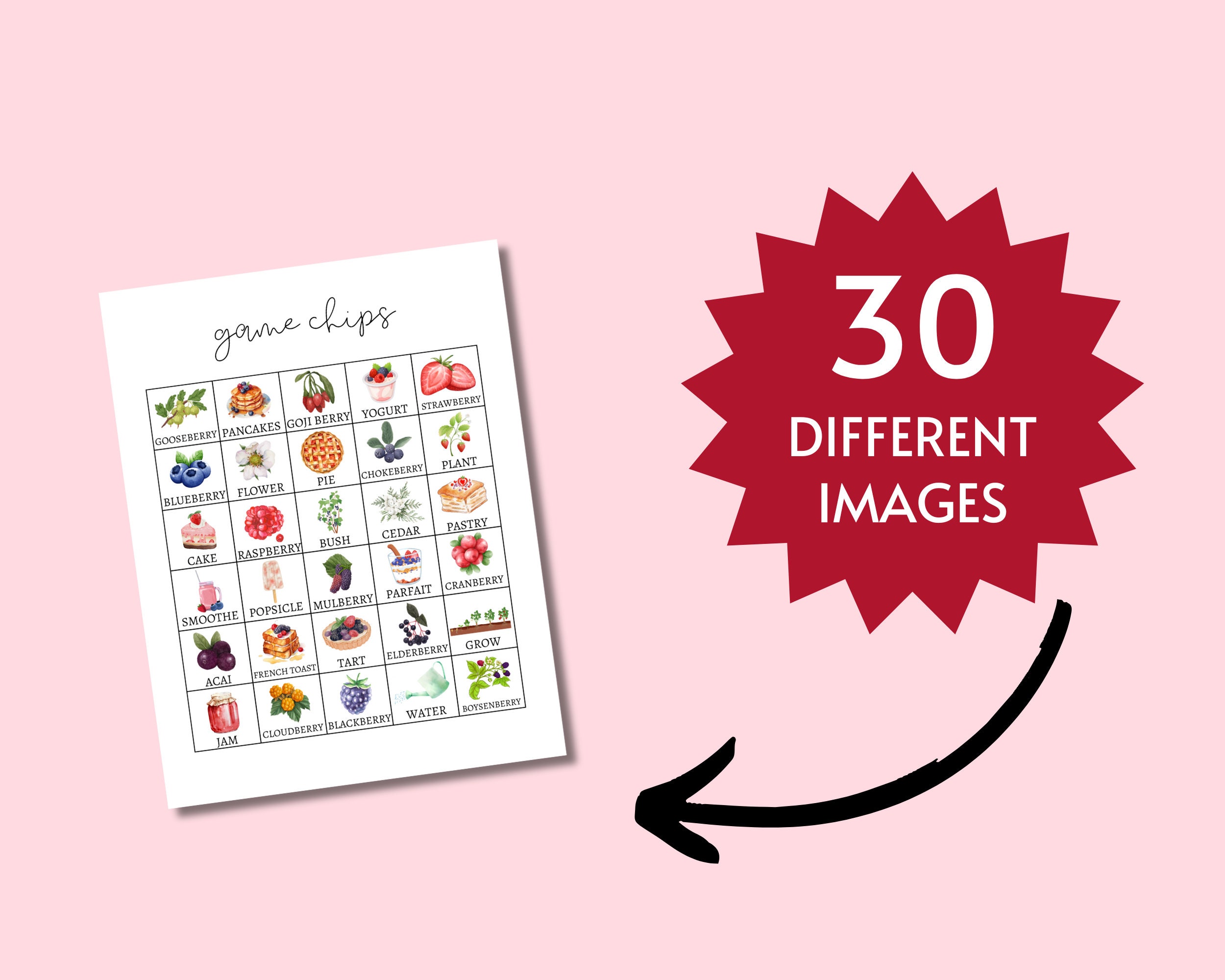 Berry Bingo Cards, Printable Berries Themed Party Game for All Ages ...