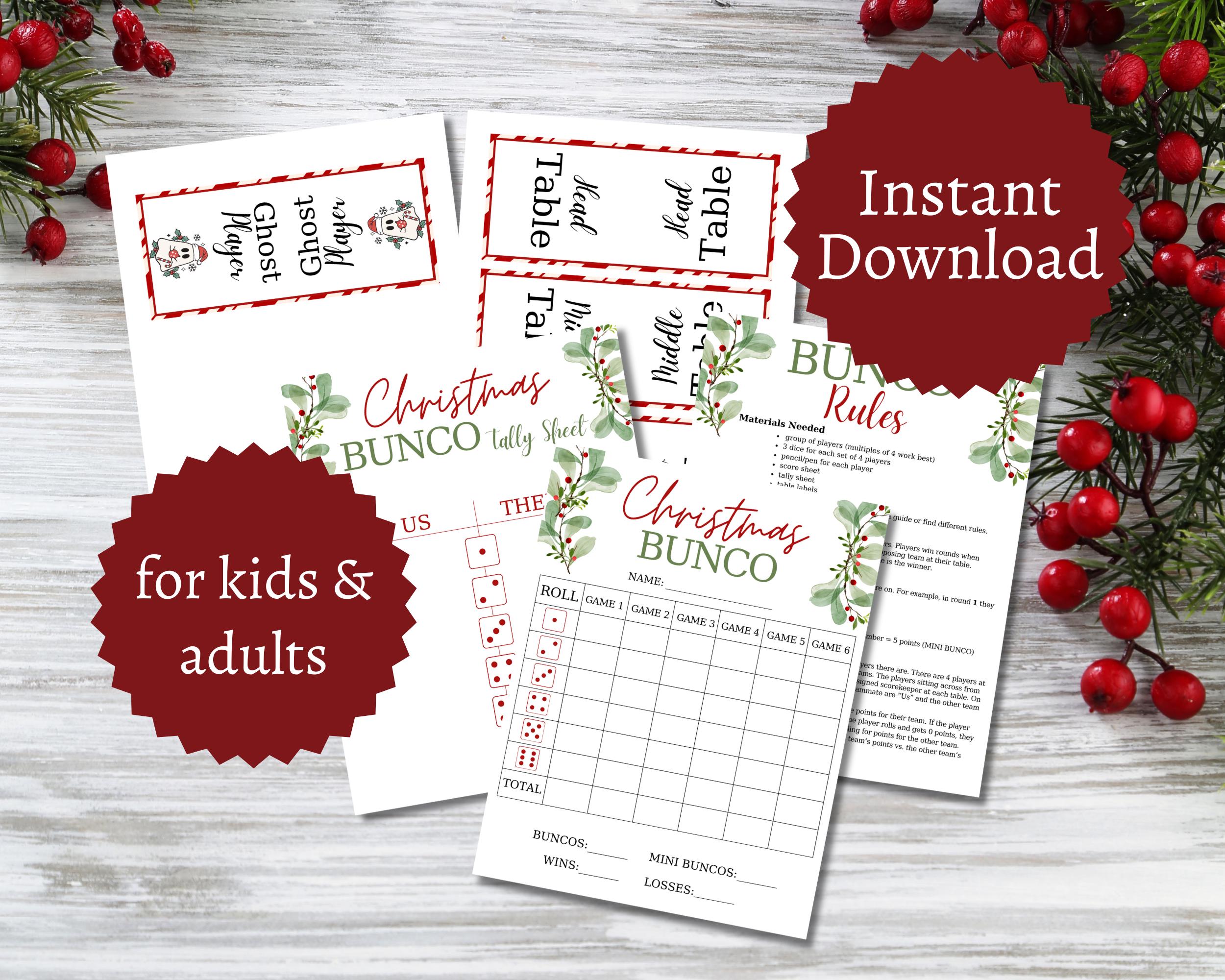 Christmas Bunco Bundle, Printable Holiday Party Game for Groups ...