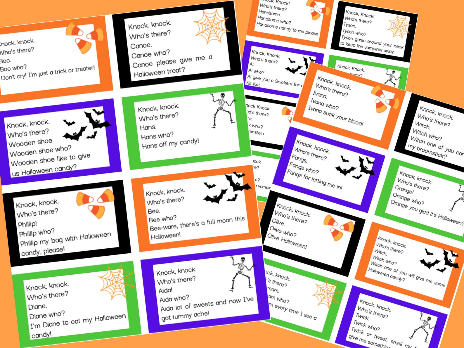 Halloween Knock Knock Joke Cards, Printable Halloween Activity for Kids ...