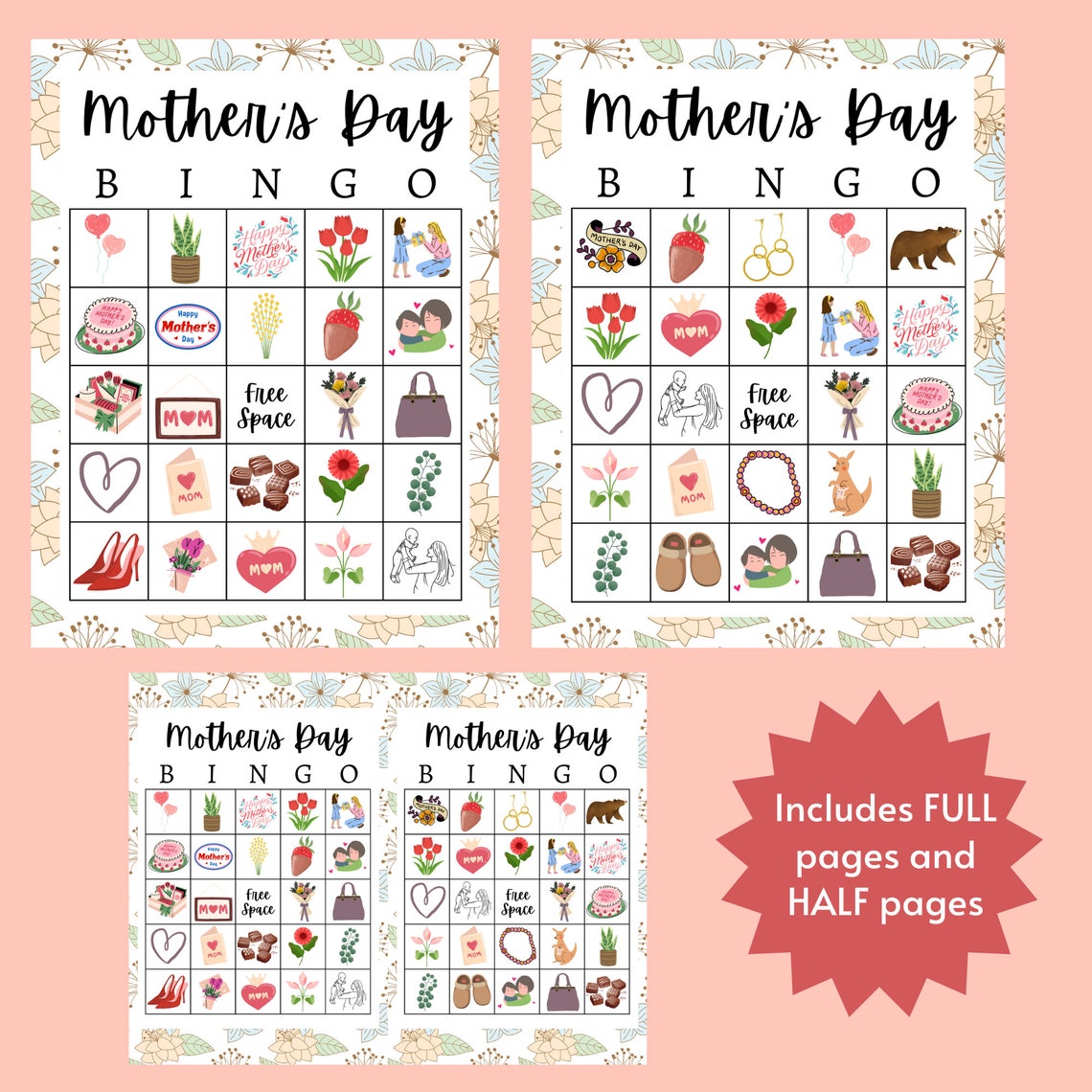Mother's Day Bingo, Mother's Day Bingo for Kids, Printable Mother's Day ...