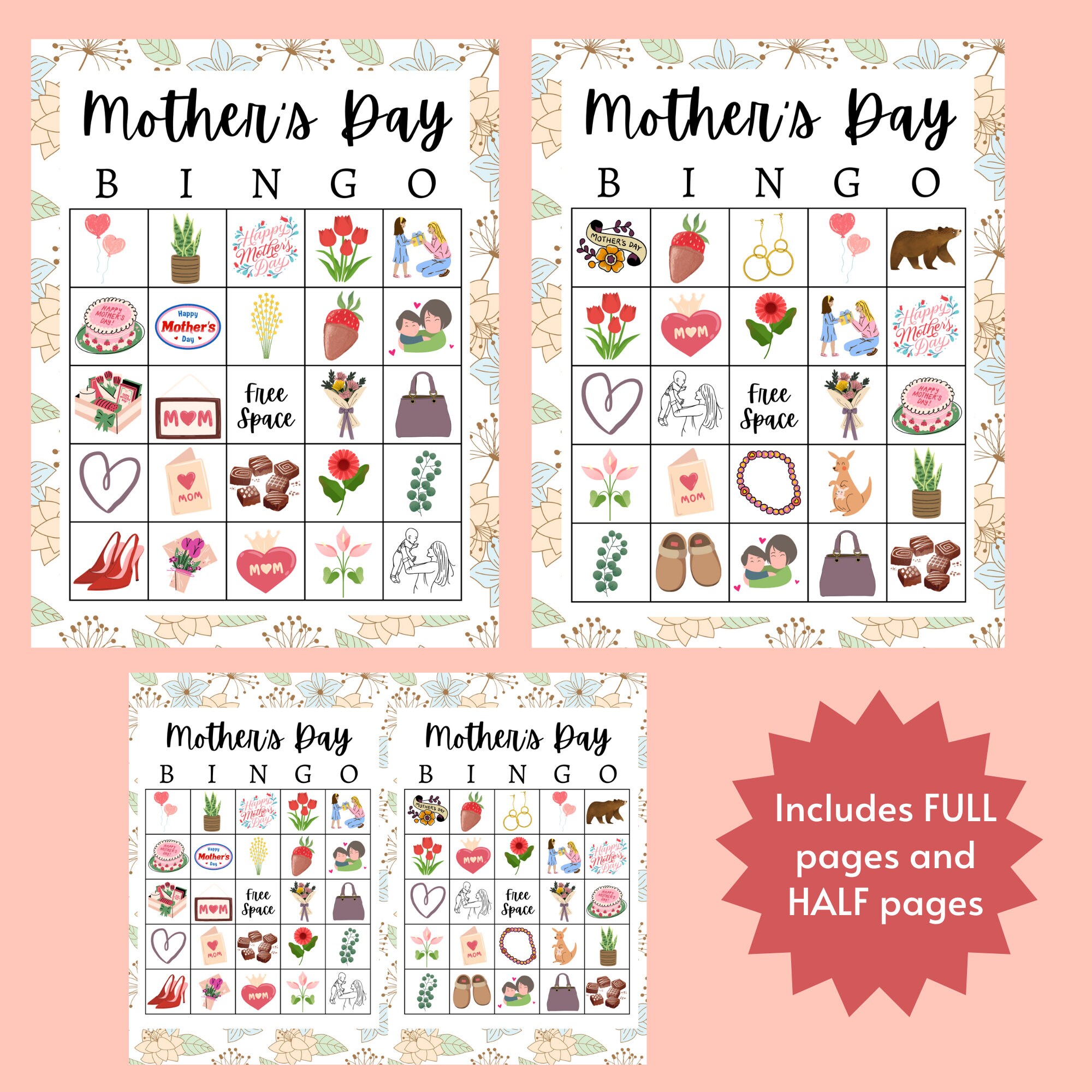 Mother's Day Bingo, Mother's Day Bingo for Kids, Printable Mother's Day ...