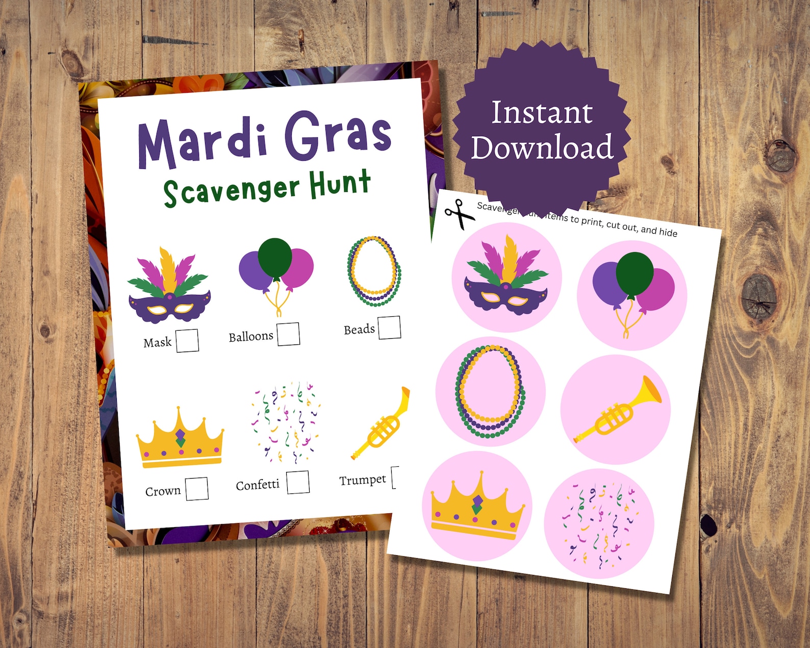 Mardi Gras Scavenger Hunt for Kids, Printable Mardi Gras Party Game for ...
