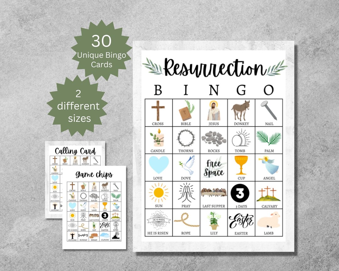 Resurrection Bingo Cards, Printable Easter Game for Kids, Teens, and ...