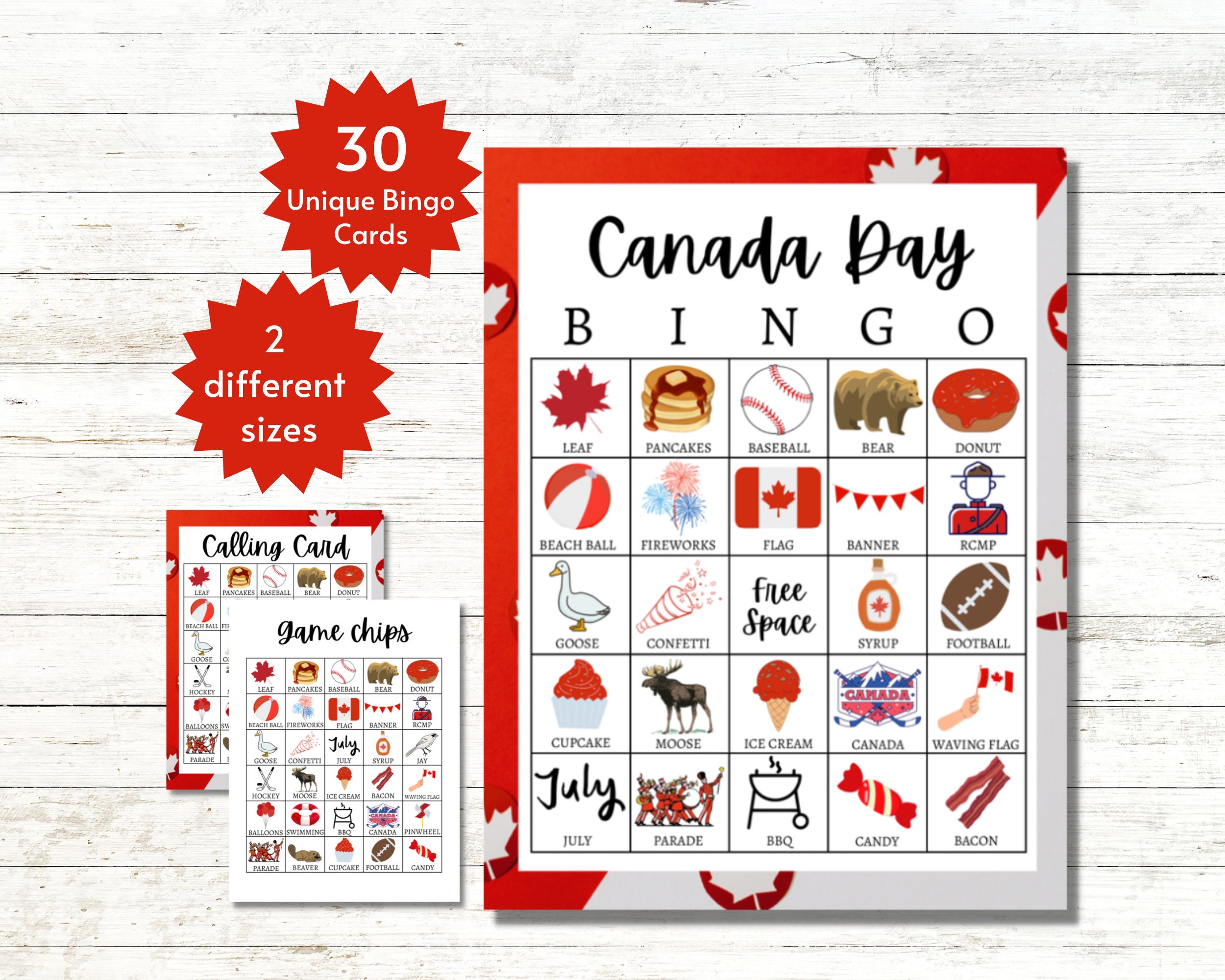 Canada Day Bingo, Printable Canada Party Game for Kids, Teens, and ...