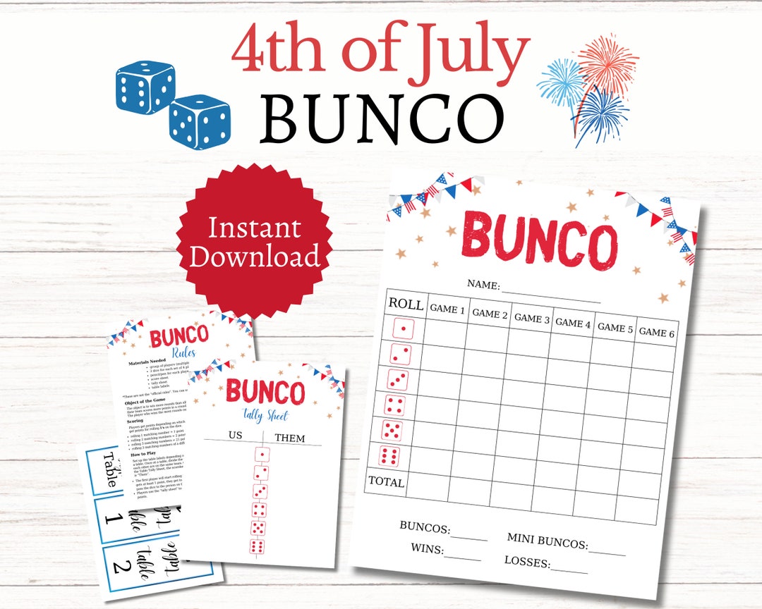 4th of July Bunco Bundle, Printable Independence Day Party Game for ...