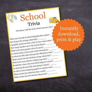 School-themed Trivia Game, Printable Classroom Activity for Kids and ...