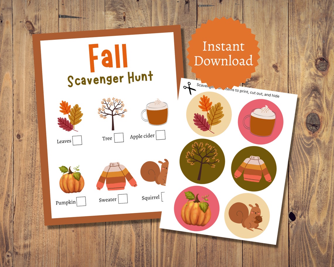 Fall Scavenger Hunt for Kids Printable Fall Games for - Etsy