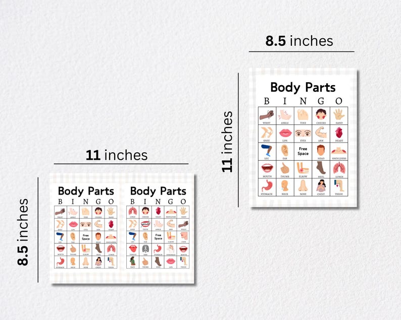 Body Parts Bingo Cards, Printable Human Anatomy Learning Game for Kids ...